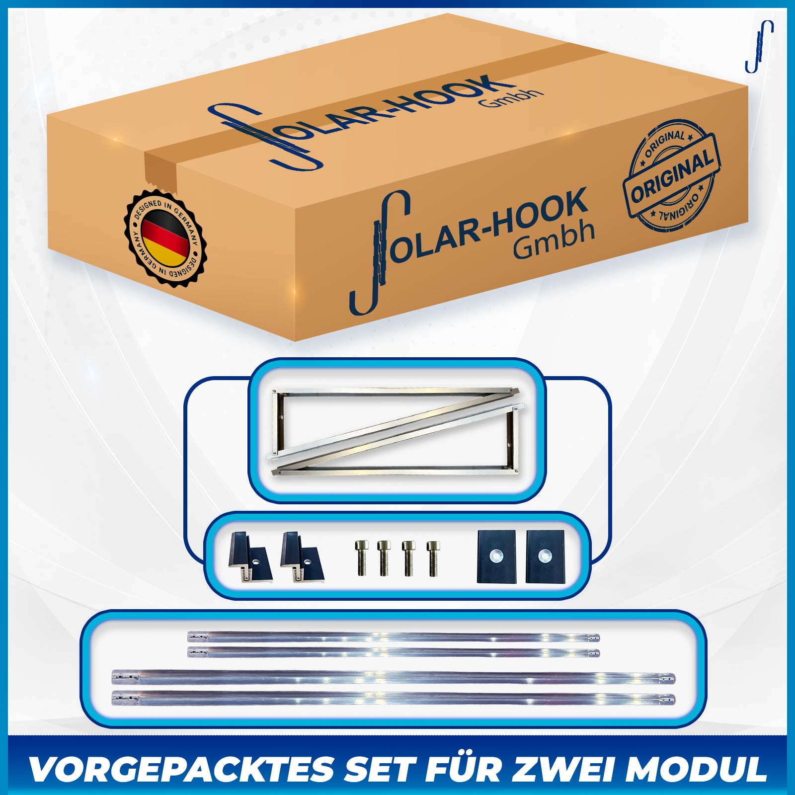 Solar Hook Montagepaket Flachdach Süd Premium-Light-System - für 2 ...