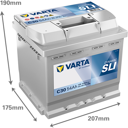 Varta C30 Dynamic SLI 554 400 053 Autobatterie 54Ah (Silver Dynamic ...