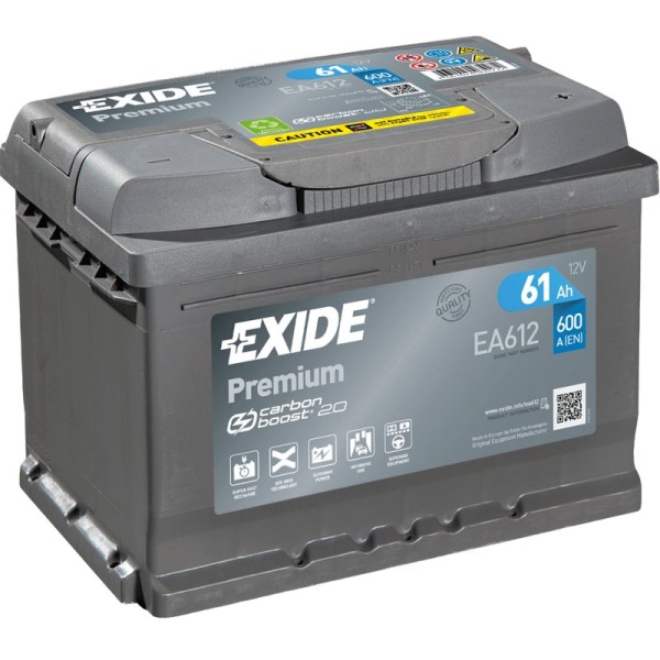 Exide EA612 Premium Carbon Boost 61Ah Autobatterie 561 400 060 ...