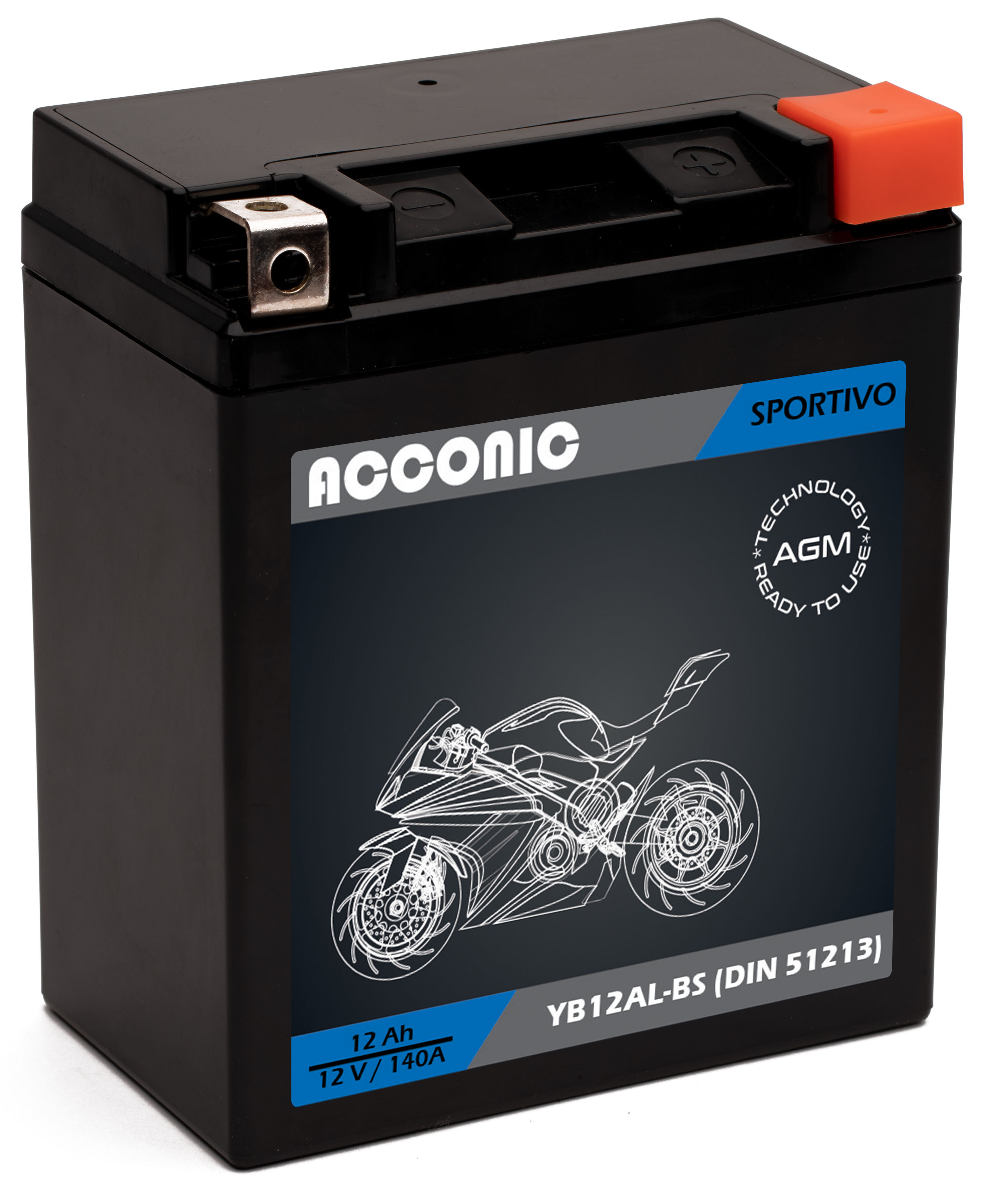 ACCONIC Sportivo AGM YB12AL-BS Motorradbatterie 12 Ah | Swissbatt24 ...